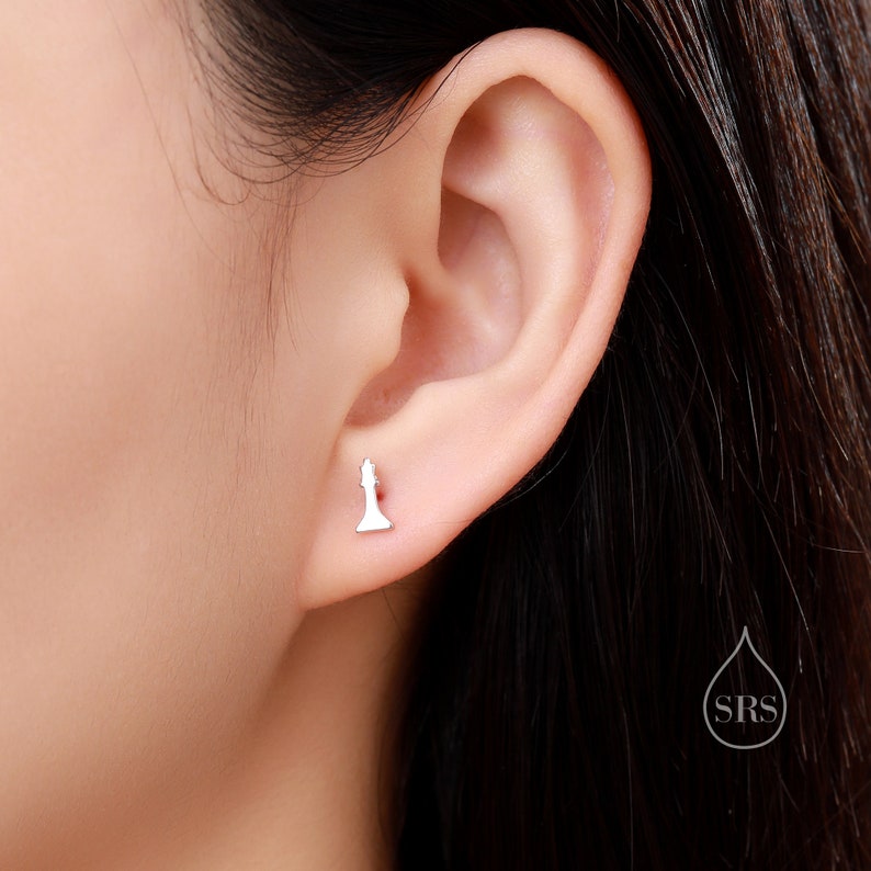 Extra Tiny Chess Piece Stud Earrings in Sterling Silver - Etsy
