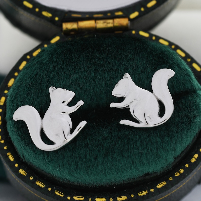 Squirrel Stud Earrings in Sterling Silver, Silver or Gold, Animal Earrings, Nature Inspired - Etsy
