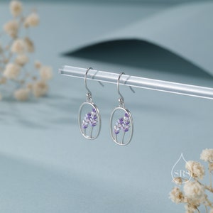 Sterling Silver Lavender Drop Hook Earrings, Handpainted Enamel ...