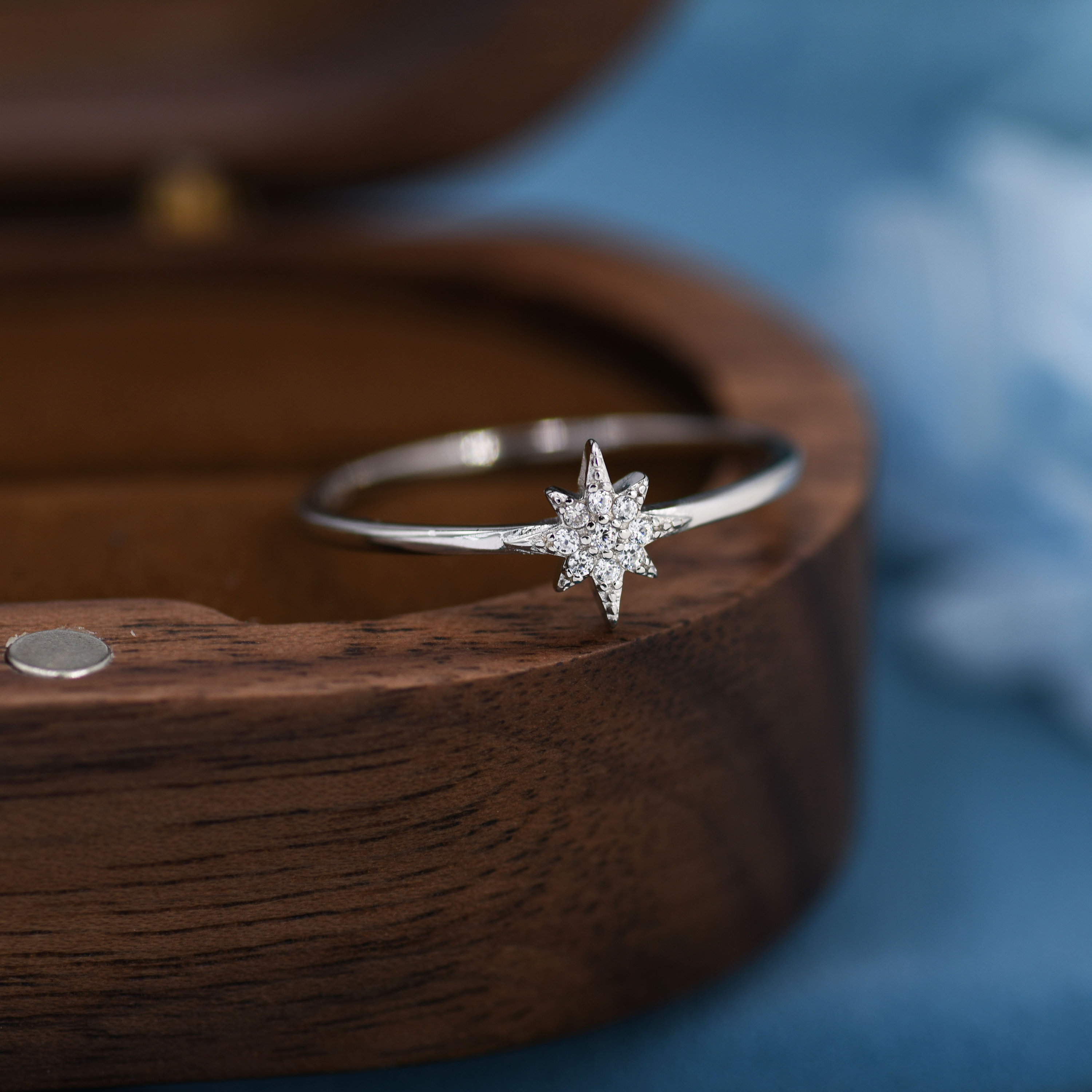 Sterling Silver Starburst Ring Dainty Star Ring Stacking - Etsy UK