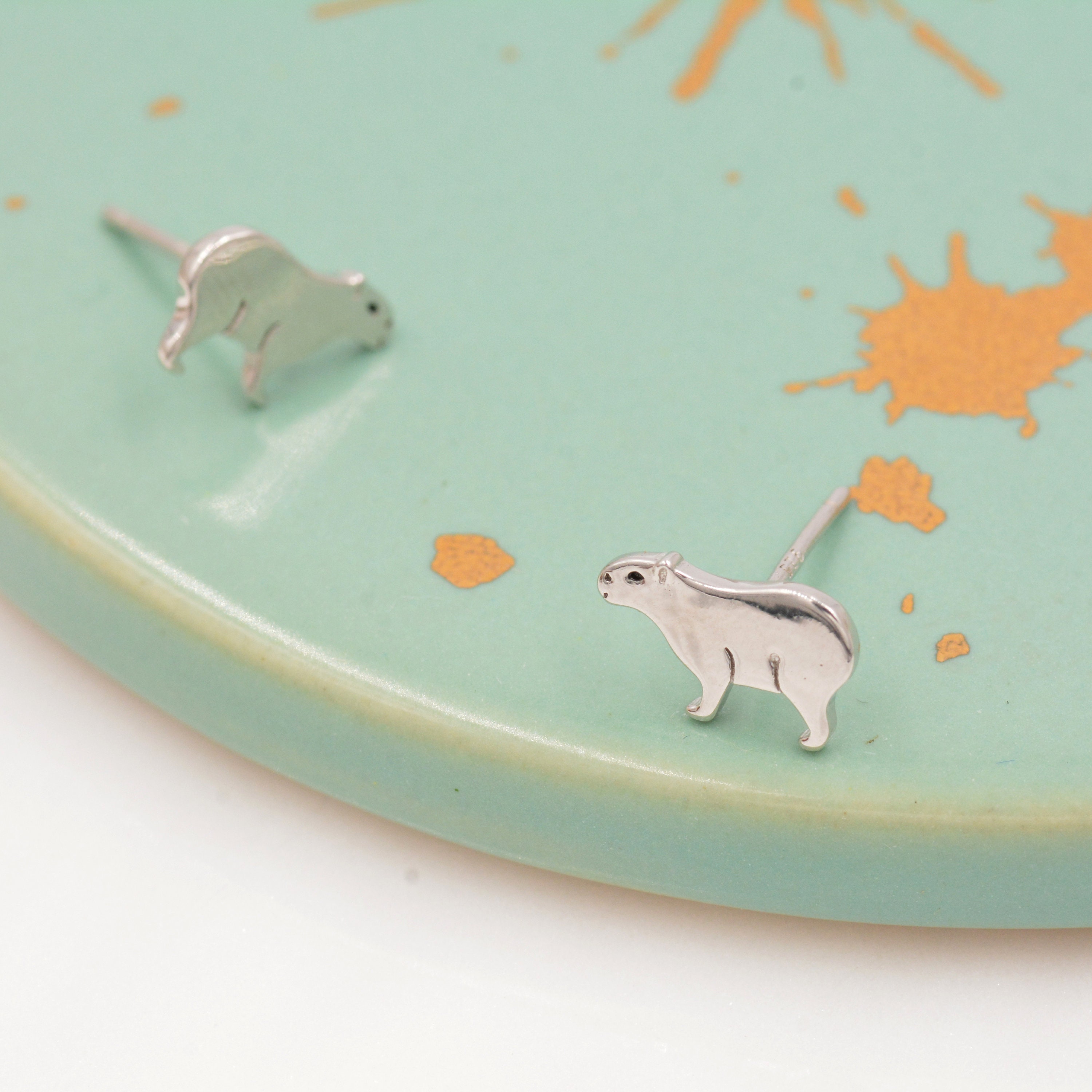 Capybara Stud Earrings in Sterling Silver Cute Animal | Etsy UK
