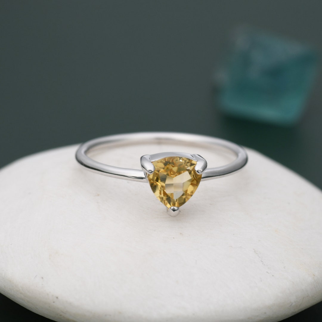 Genuine Yellow Citrine Ring in Sterling Silver, US 5-8, Natural ...