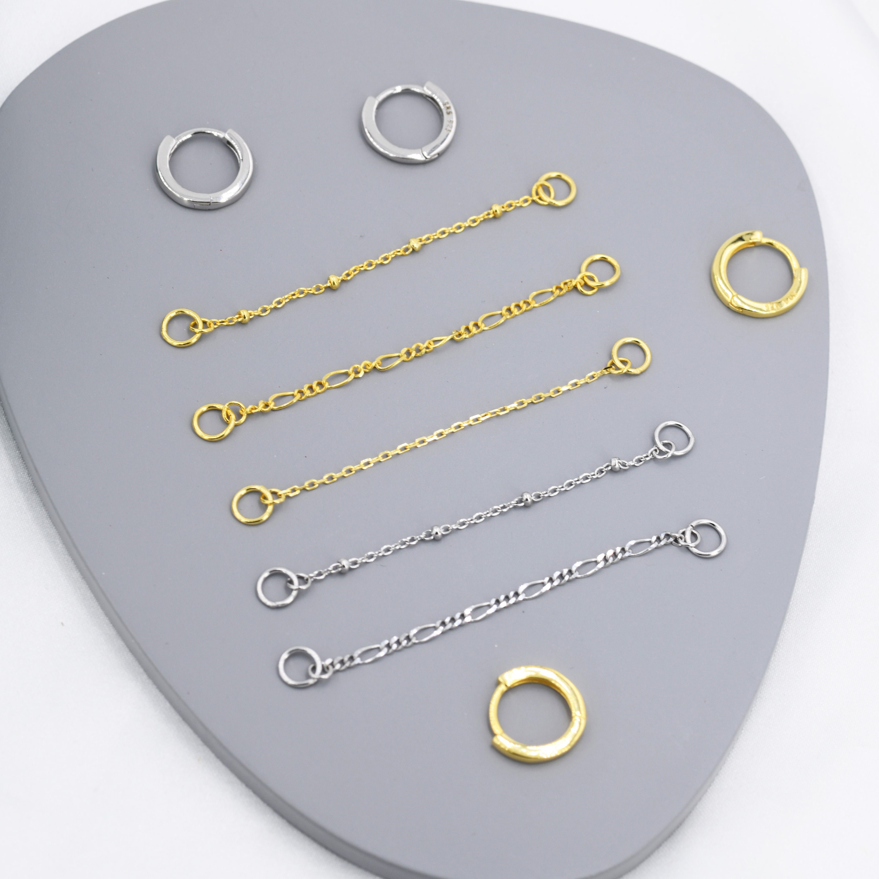 Hoop Earring Linking Chains in Sterling Silver Silver or | Etsy