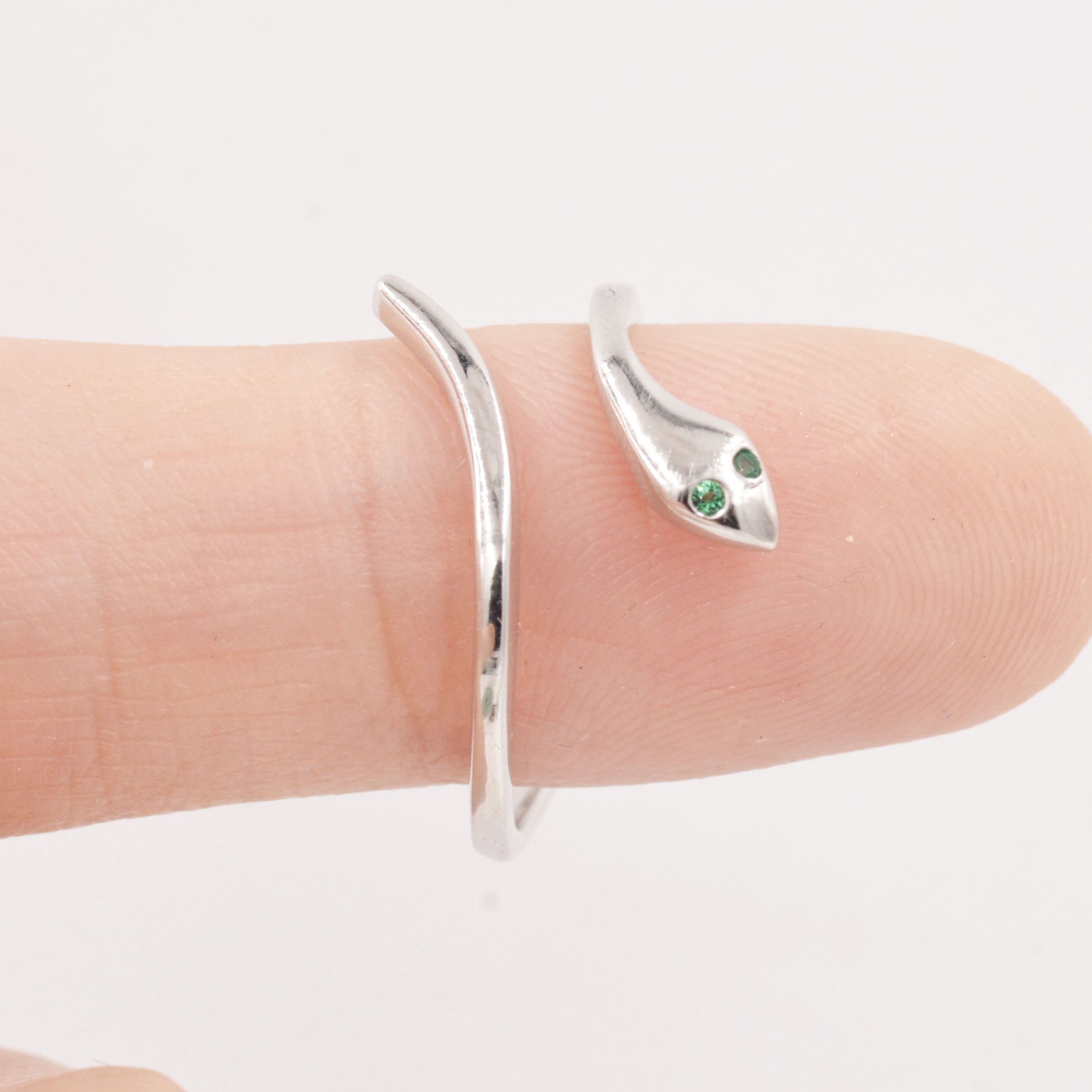 Snake Wrap Ring in Sterling Silver Emerald Green Eyed Snake | Etsy