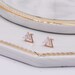 Tiny Double Triangle Arrow Arrowhead Stud Earrings, Rose Gold Over ...