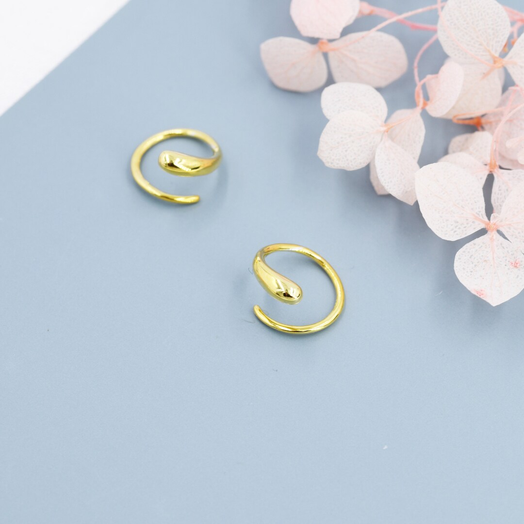 Spiral Hoop Earrings in Sterling Silver, Silver, Gold or Rose Gold ...