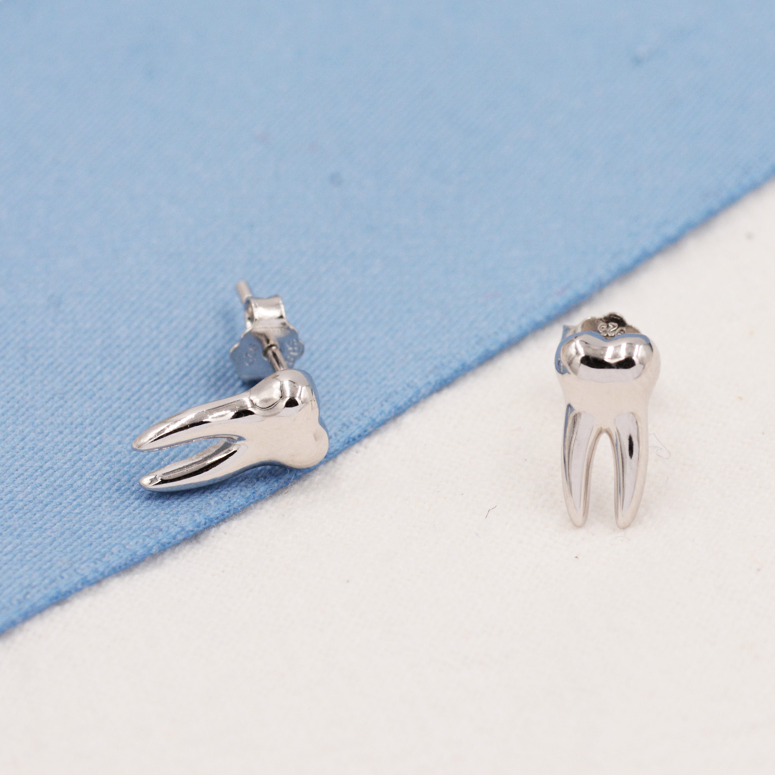Teeth Earrings in Sterling Silver Molar Stud Earrings Silver - Etsy