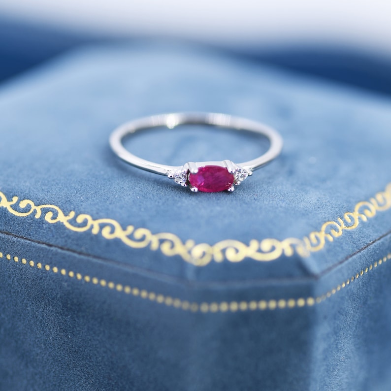 Natural Ruby Ring in Sterling Silver Genuine Ruby Ring - Etsy