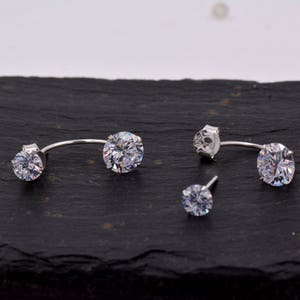 Sterling Silver Front and Back Stud Earrings Ear Jackets With - Etsy UK