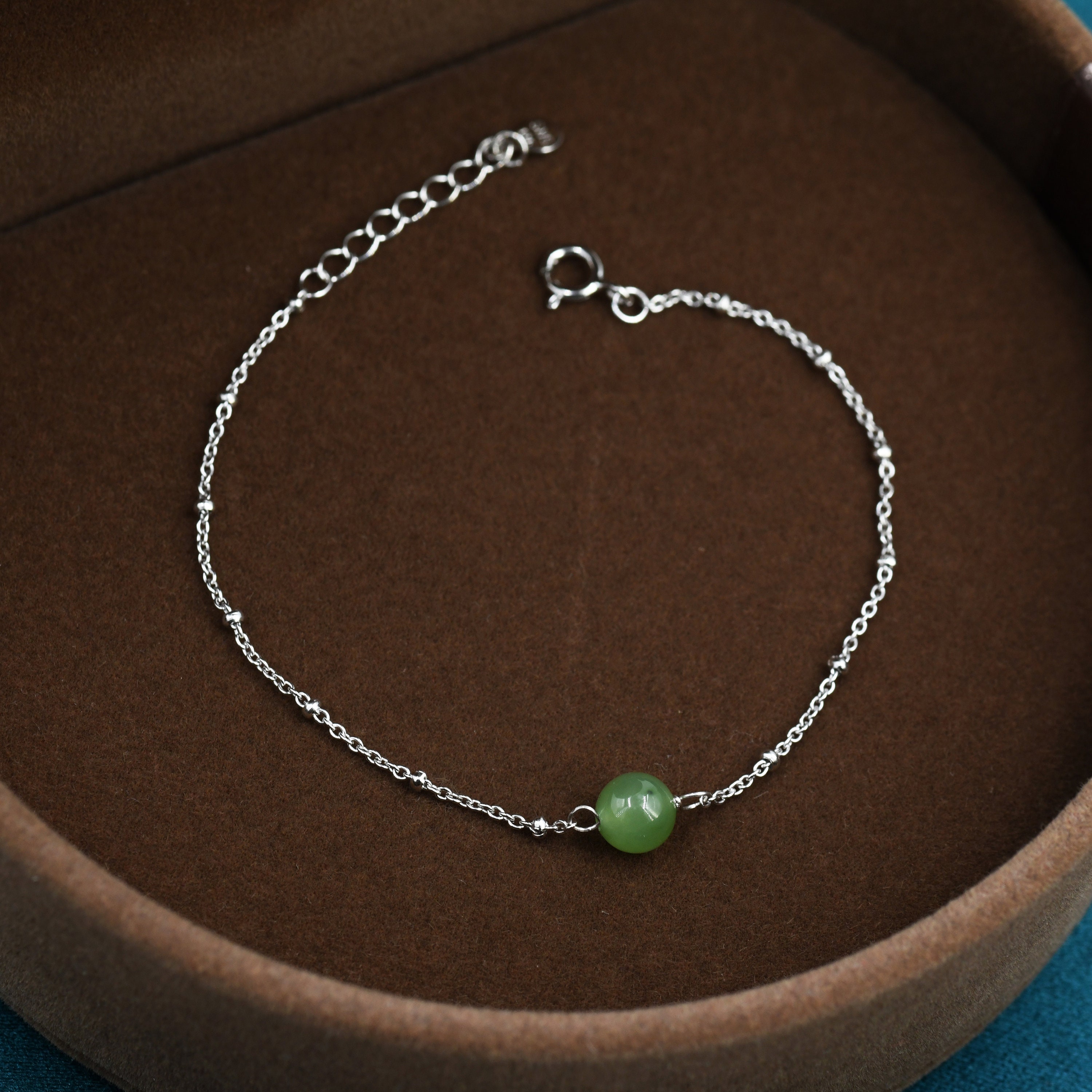 Jade Bead Bracelet in Sterling Silver Jade Bracelet Single - Etsy