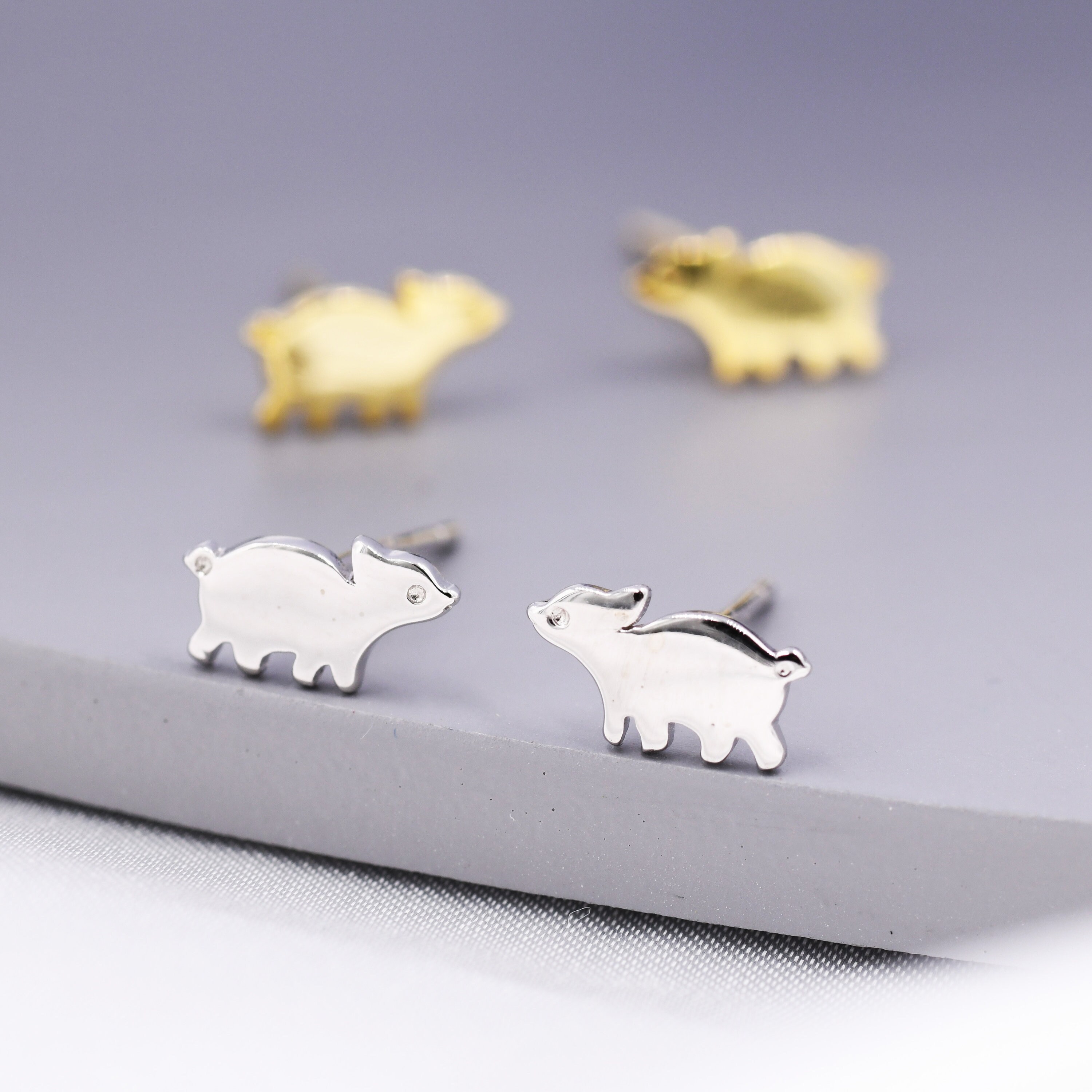 Baby Pig Stud Earrings in Sterling Silver Piglet Earrings | Etsy