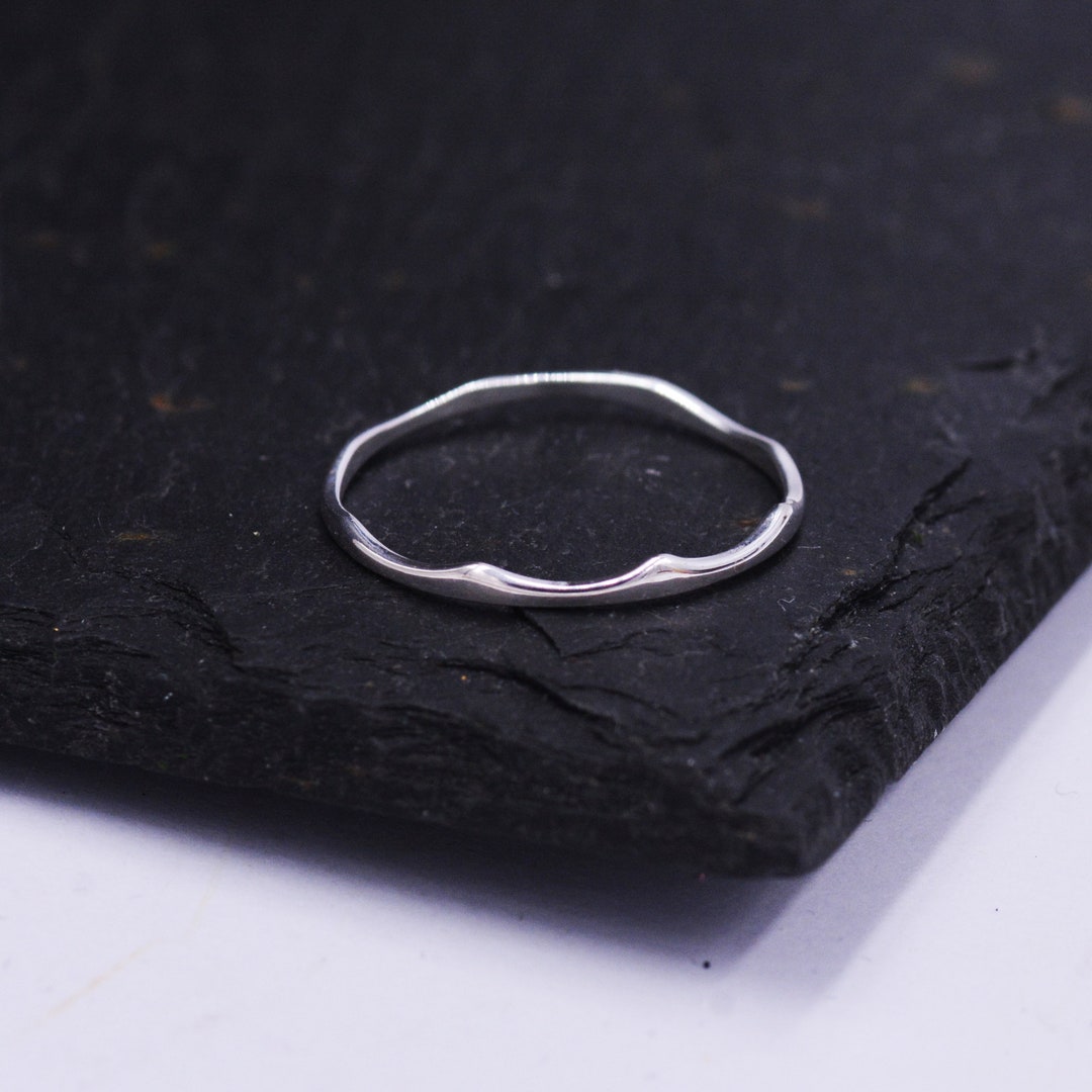 Sterling Silver Ripple Ring, Very Skinny Delicate Ring Band, Stacking Ring US 5-8, Wave Ring ...