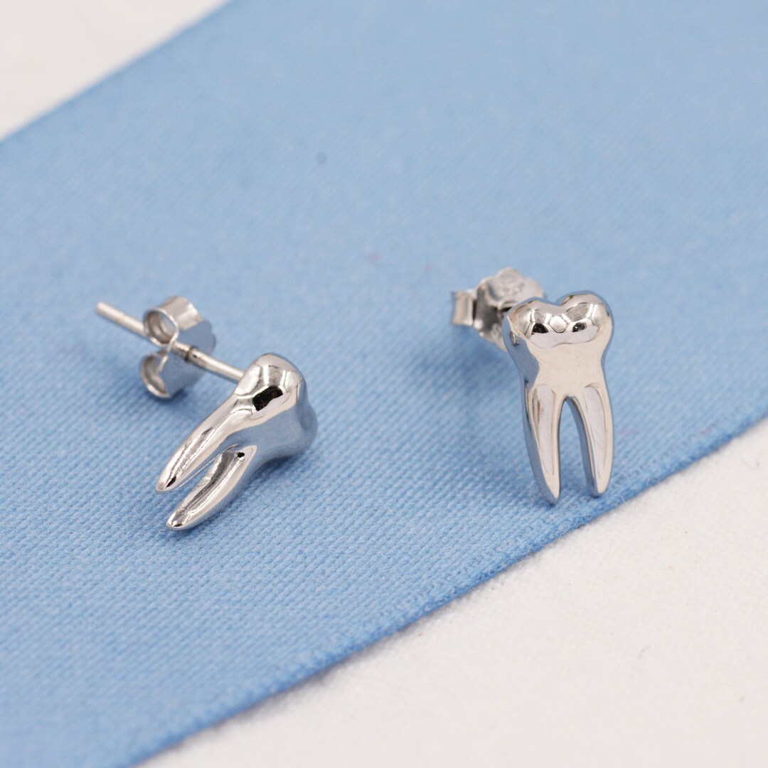 Teeth Earrings in Sterling Silver Molar Stud Earrings Silver - Etsy