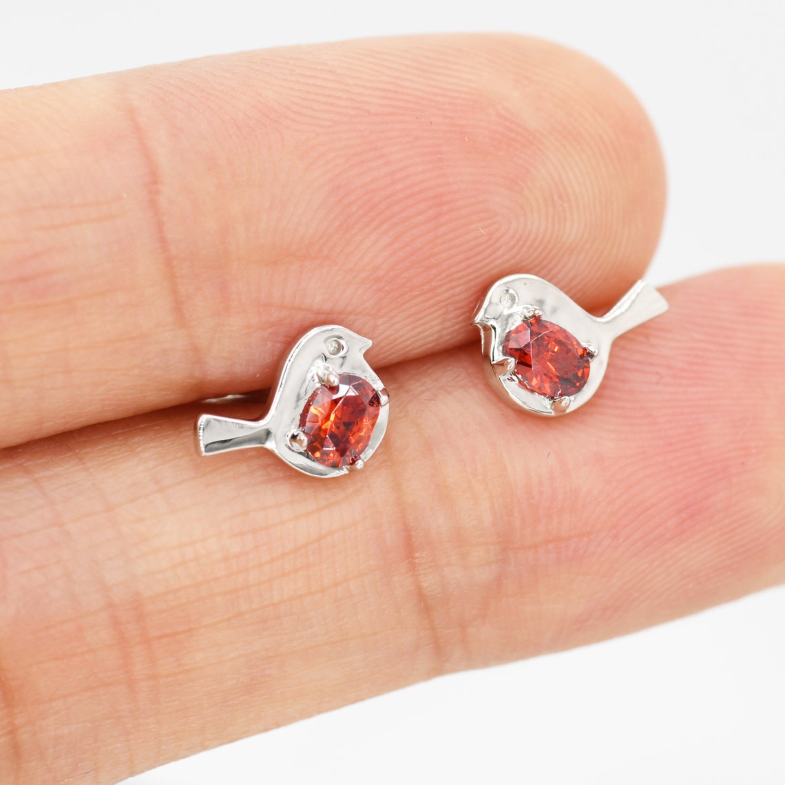 Robin Bird Stud Earrings in Sterling Silver Silver or Gold | Etsy UK