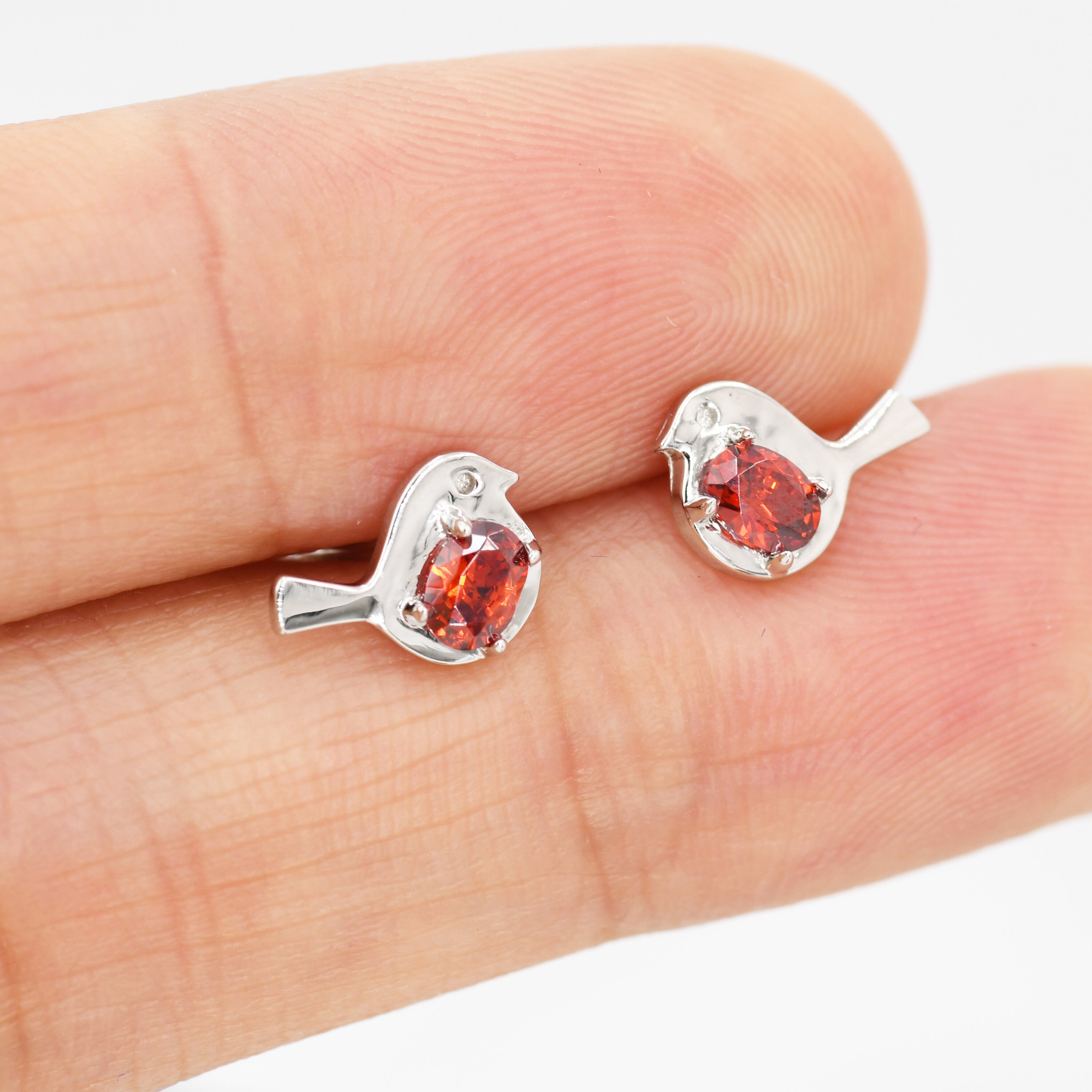 Robin Bird Stud Earrings in Sterling Silver Silver or Gold - Etsy UK