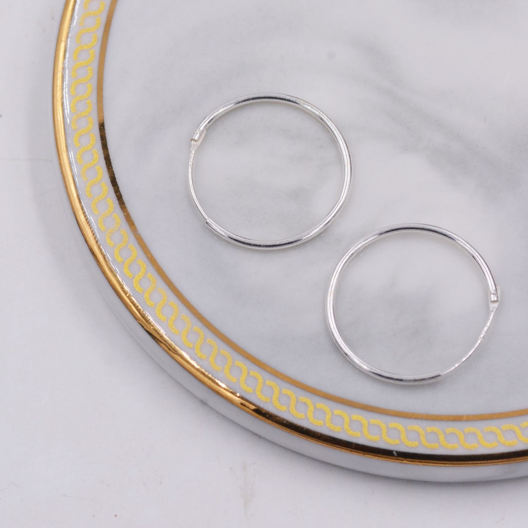 Geometric Circle Hoop Earrings in Sterling Silver small to Large ...