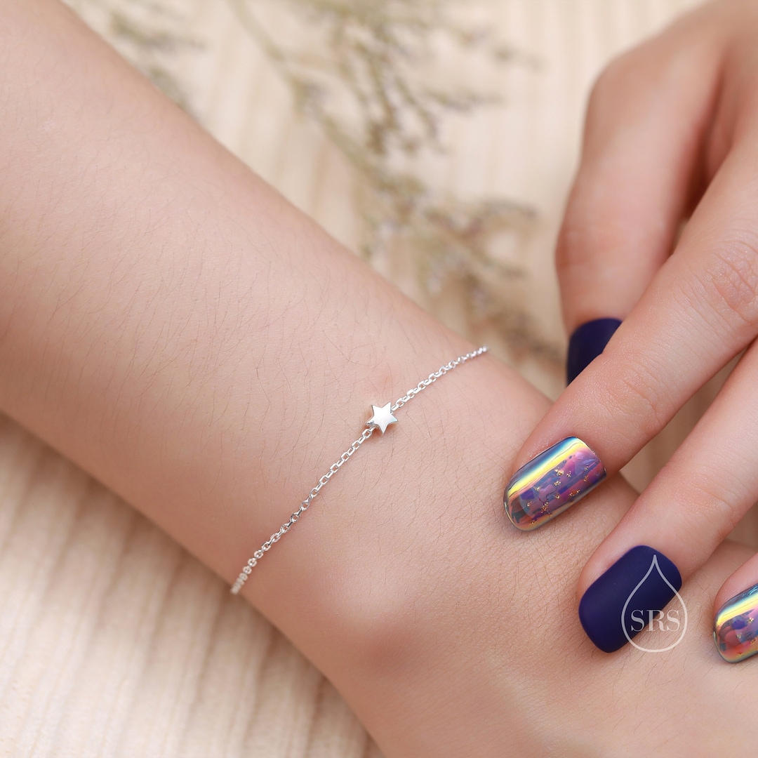 Sterling Silver Star Charm Bracelet, One Star, Two Stars or Three Stars ...