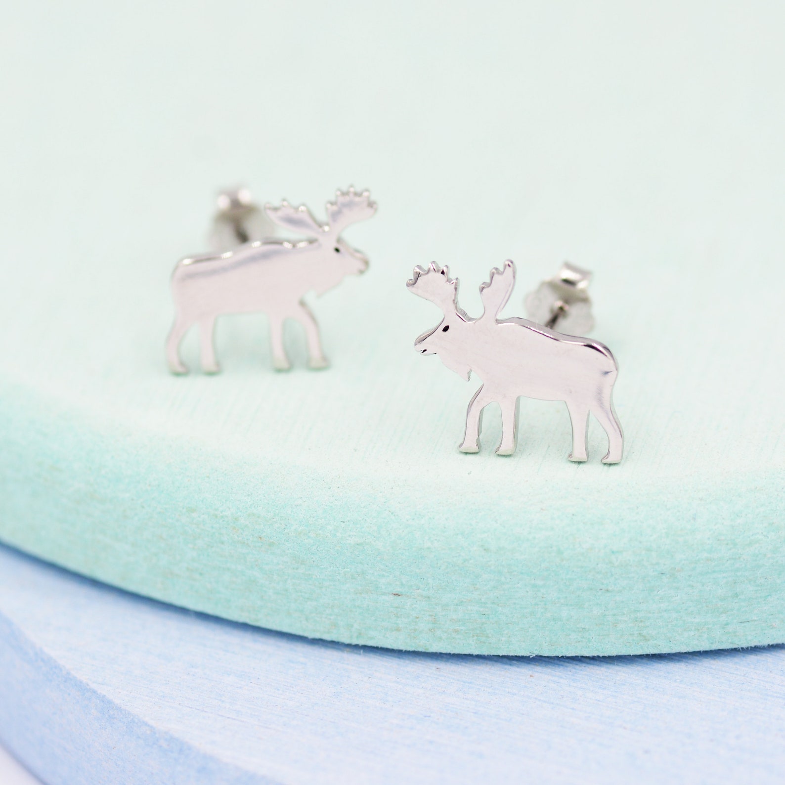 Moose Stud Earrings in Sterling Silver Moose Deer Earrings | Etsy