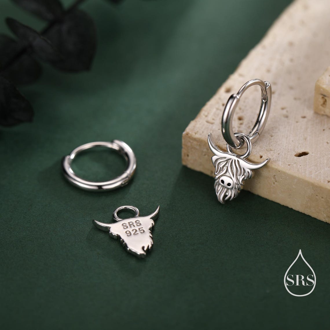 Sterling Silver Highland Cow Huggie Hoops, Finish Available in Silver ...