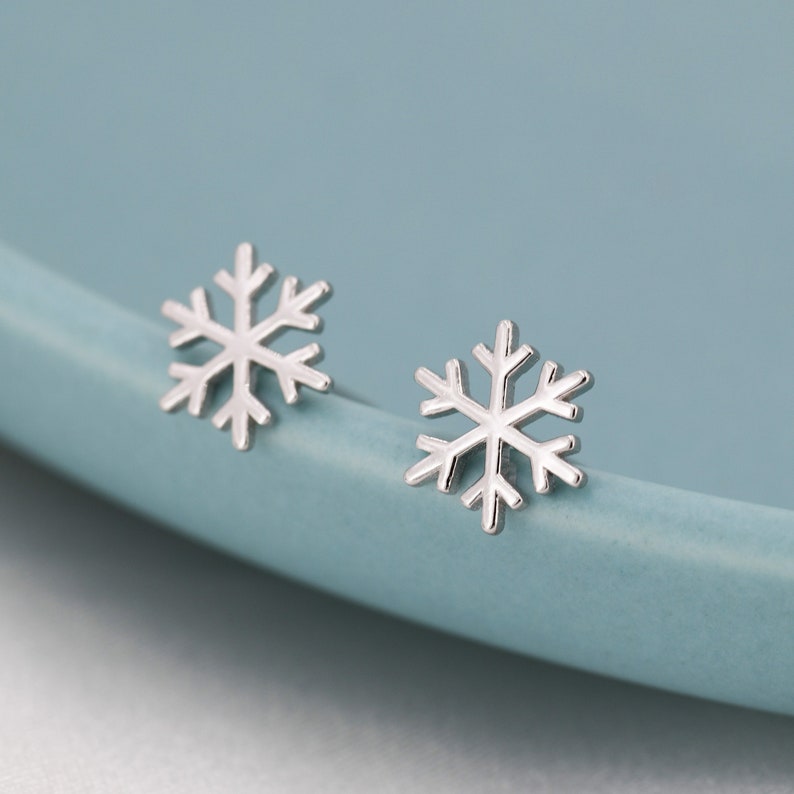 Snowflake Stud Earrings in Sterling Silver Snow Earrings | Etsy UK