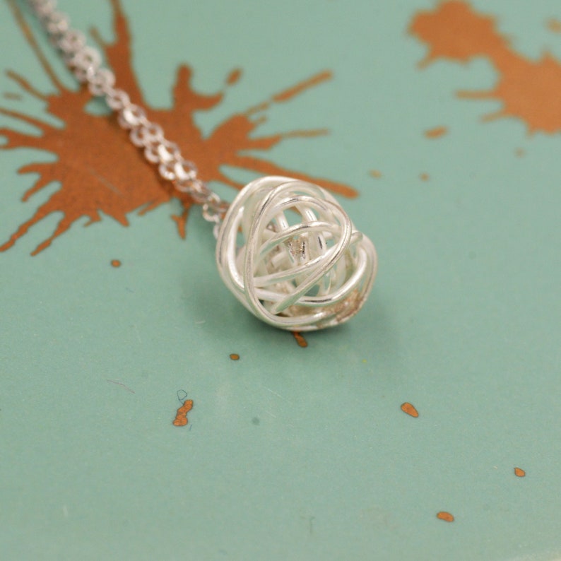 Sterling Silver Yarn ball Tumbleweed Wire Ball Pendant | Etsy