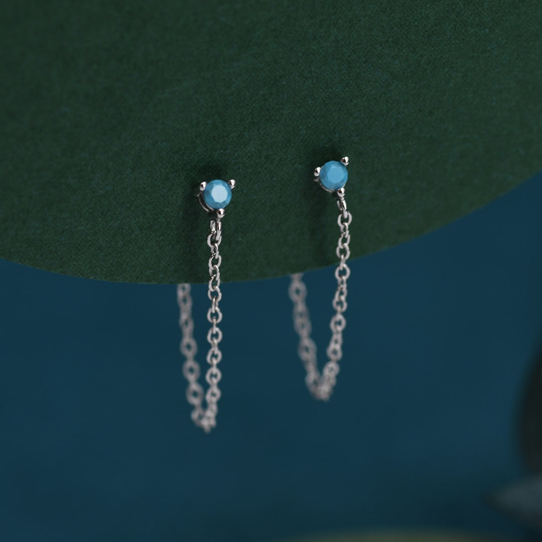 CZ and Chain Ear Jacket in Sterling Silver, Silver or Gold, Front and ...