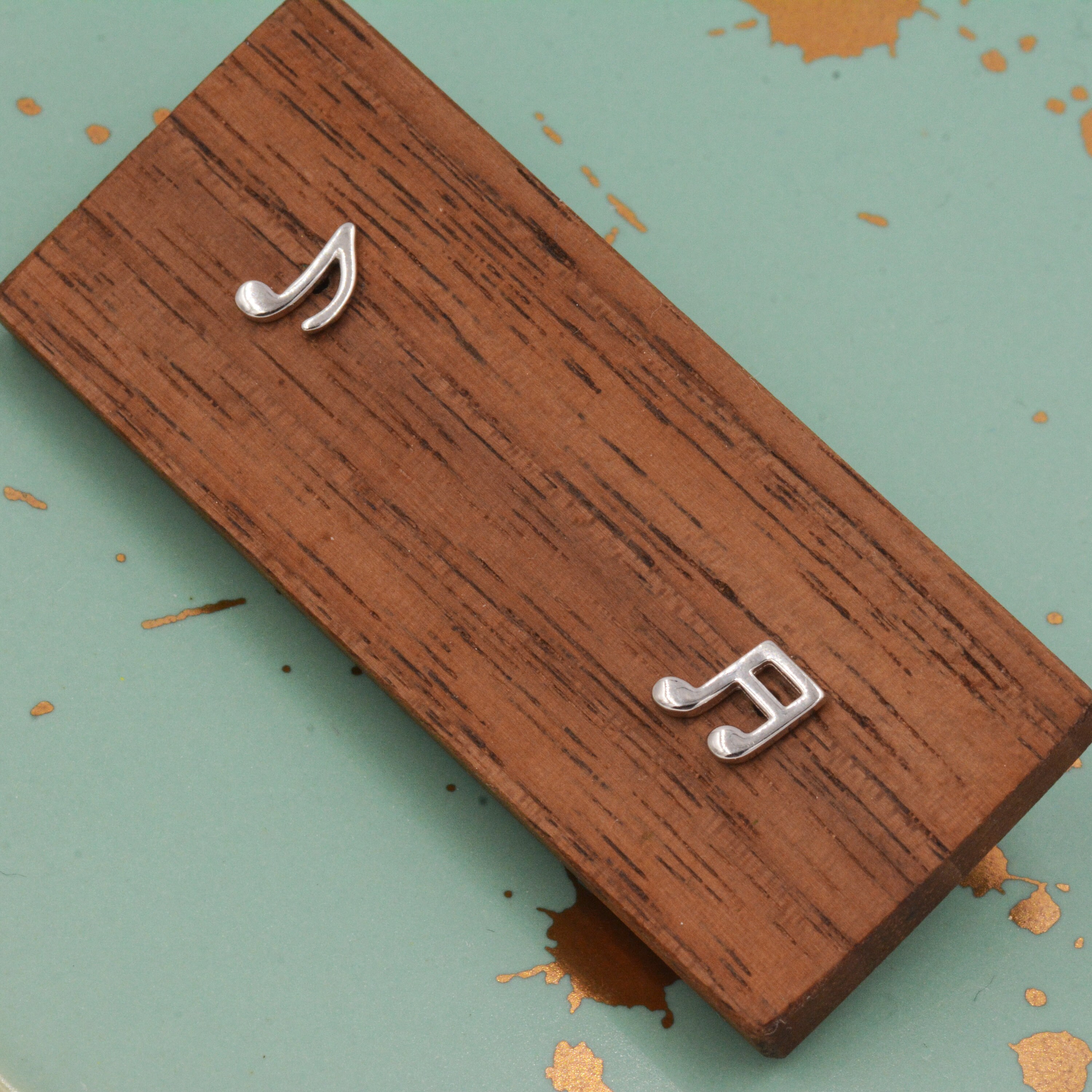 Mismatched Music Notes Stud Earrings in Sterling Silver Music | Etsy UK