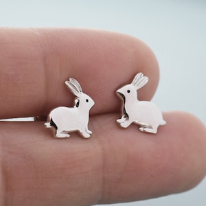 Sterling Silver Rabbit Earrings in Sterling Silver, Bunny Rabbit Stud ...