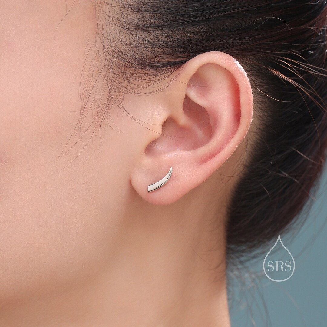 Tusk Shape Stud Earrings in Sterling Silver, Silver, Gold or Rose Gold ...