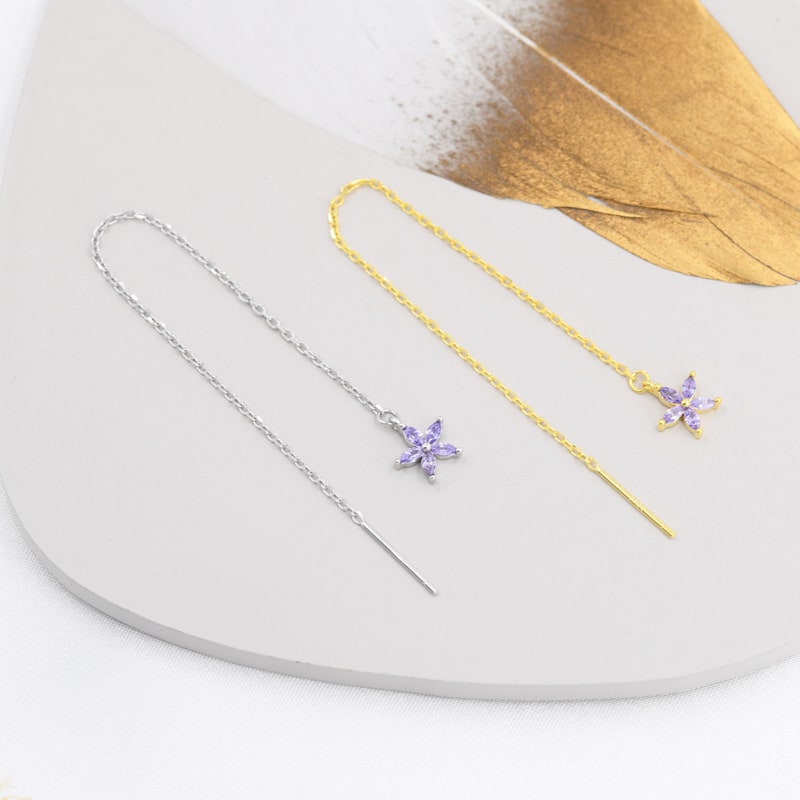 Flower Threader Earrings - Etsy