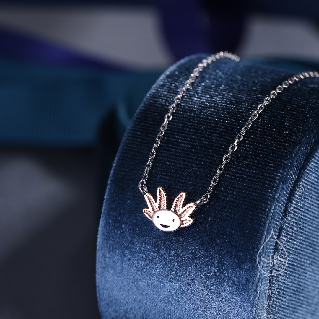 Axolotl Pendant Necklace in Sterling Silver, Cute Axolotl Necklace ...