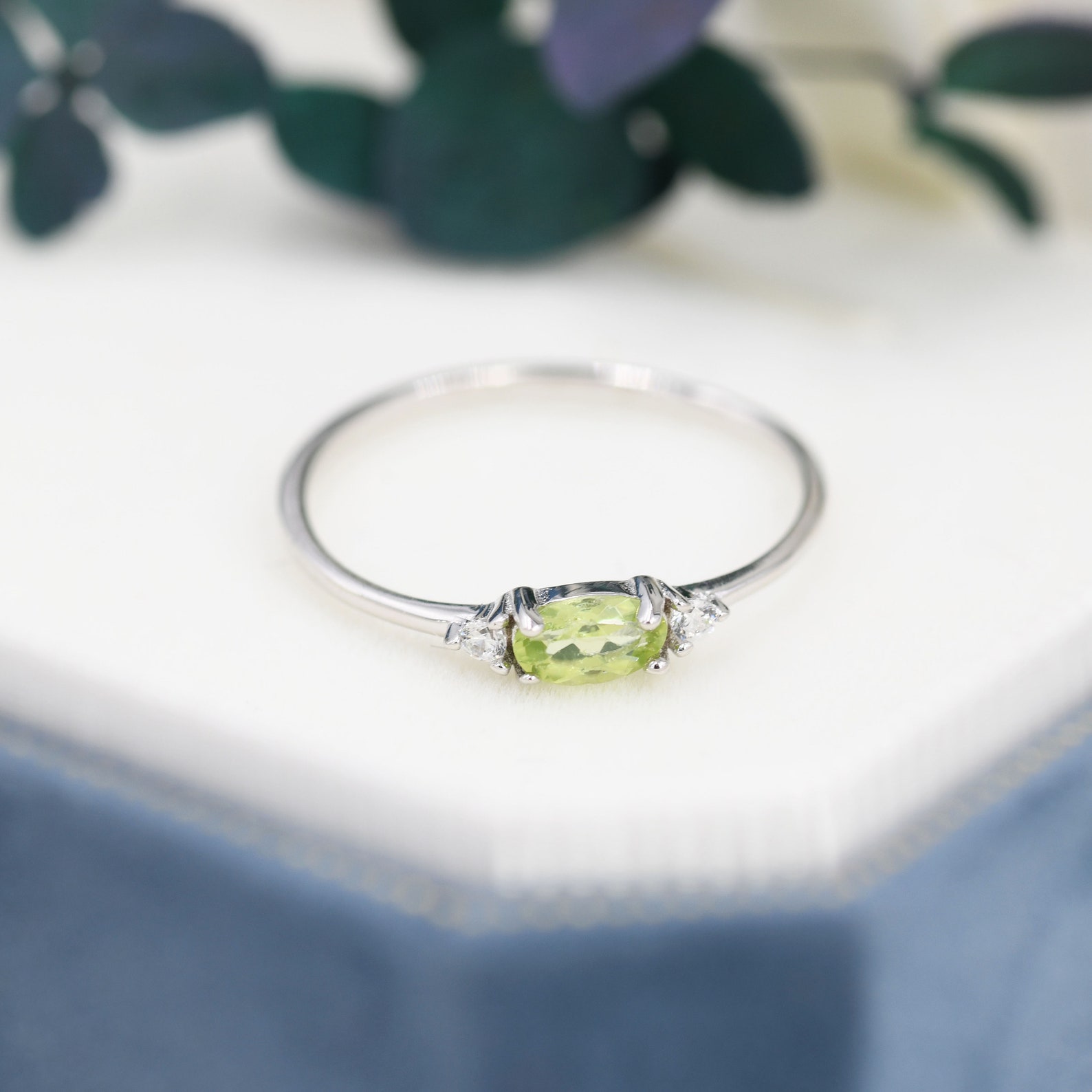 Natural Peridot Ring in Sterling Silver Genuine Green Periot - Etsy