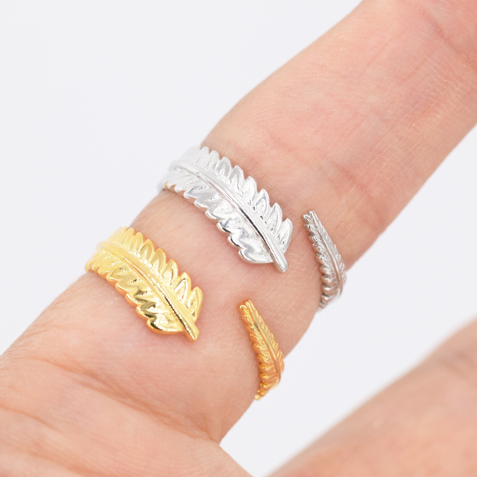 Fern Leaf Ring in Sterling Silver Adjustable Ring Silver or | Etsy