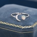 Sterling Silver Opal Moon Ring, Full Moon and Cresent Moon, Adjustable Sized Ring, Open Ring ...