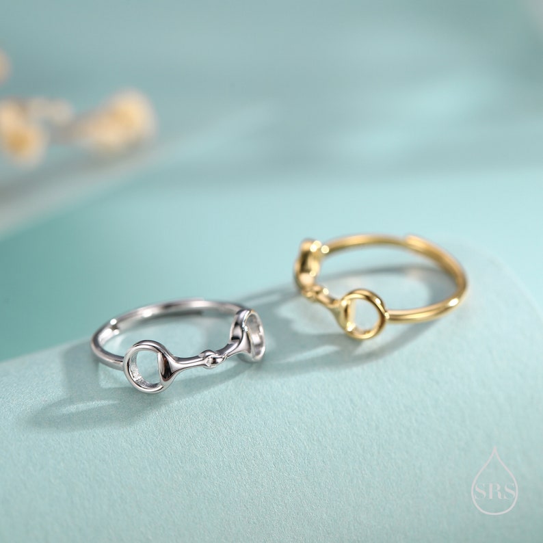 Sterling Silver Snaffle Bit Ring, Silver or Gold, Adjustable Size ...