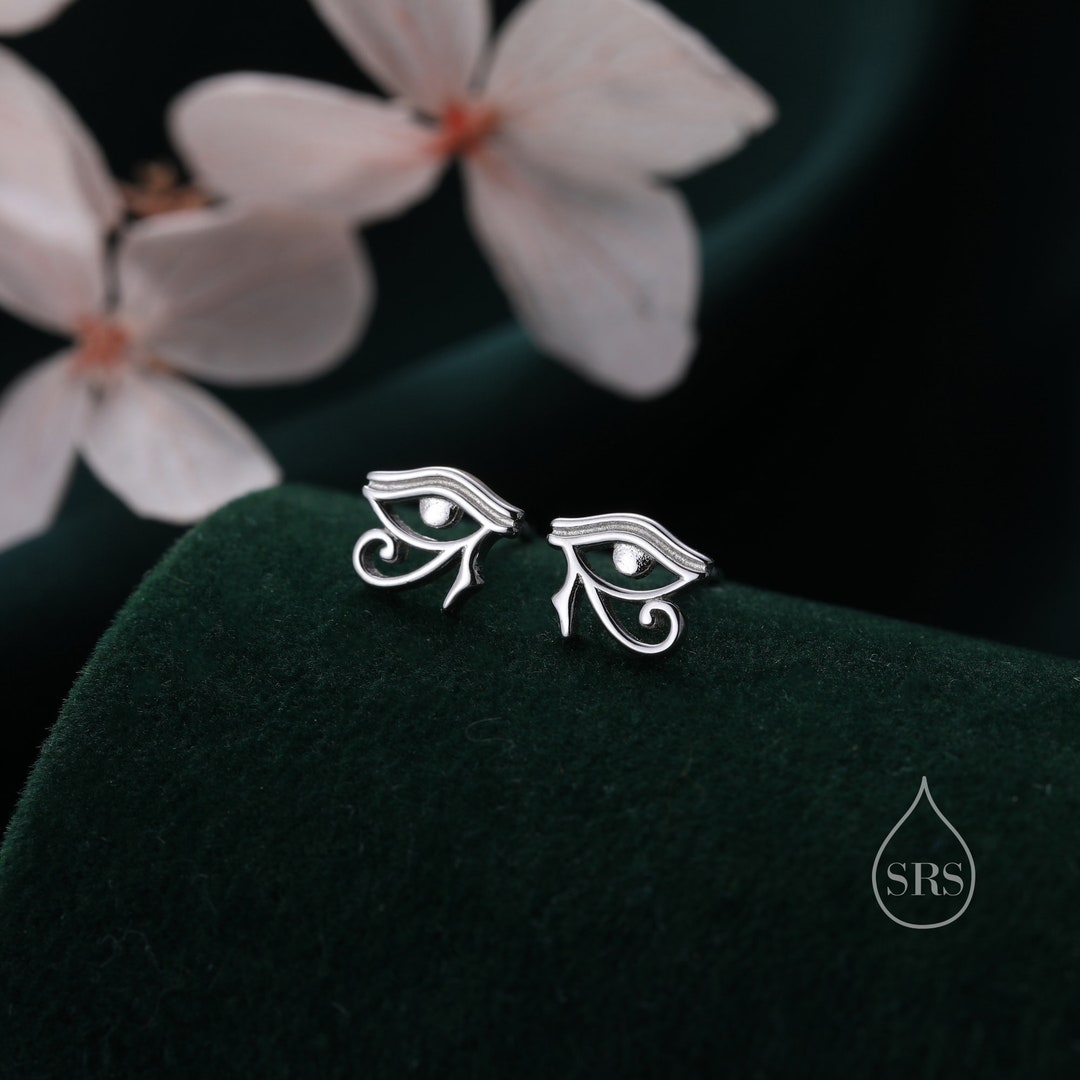 Eye of Horus Stud Earrings in Sterling Silver, Silver or Gold, Ancient ...