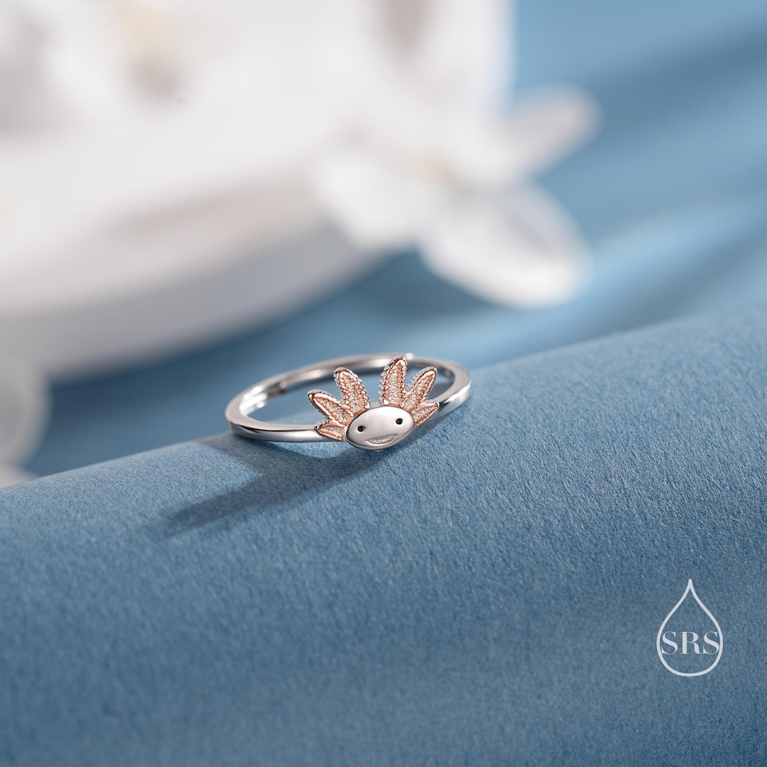 Tiny Axolotl Ring in Sterling Silver, Adjustable Size, Cute Axolotl ...