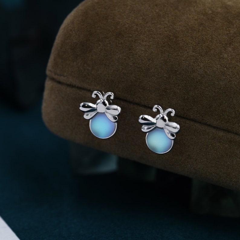 Firefly Stud Earrings in Sterling Silver With Frosted Moonstone - Cute ...