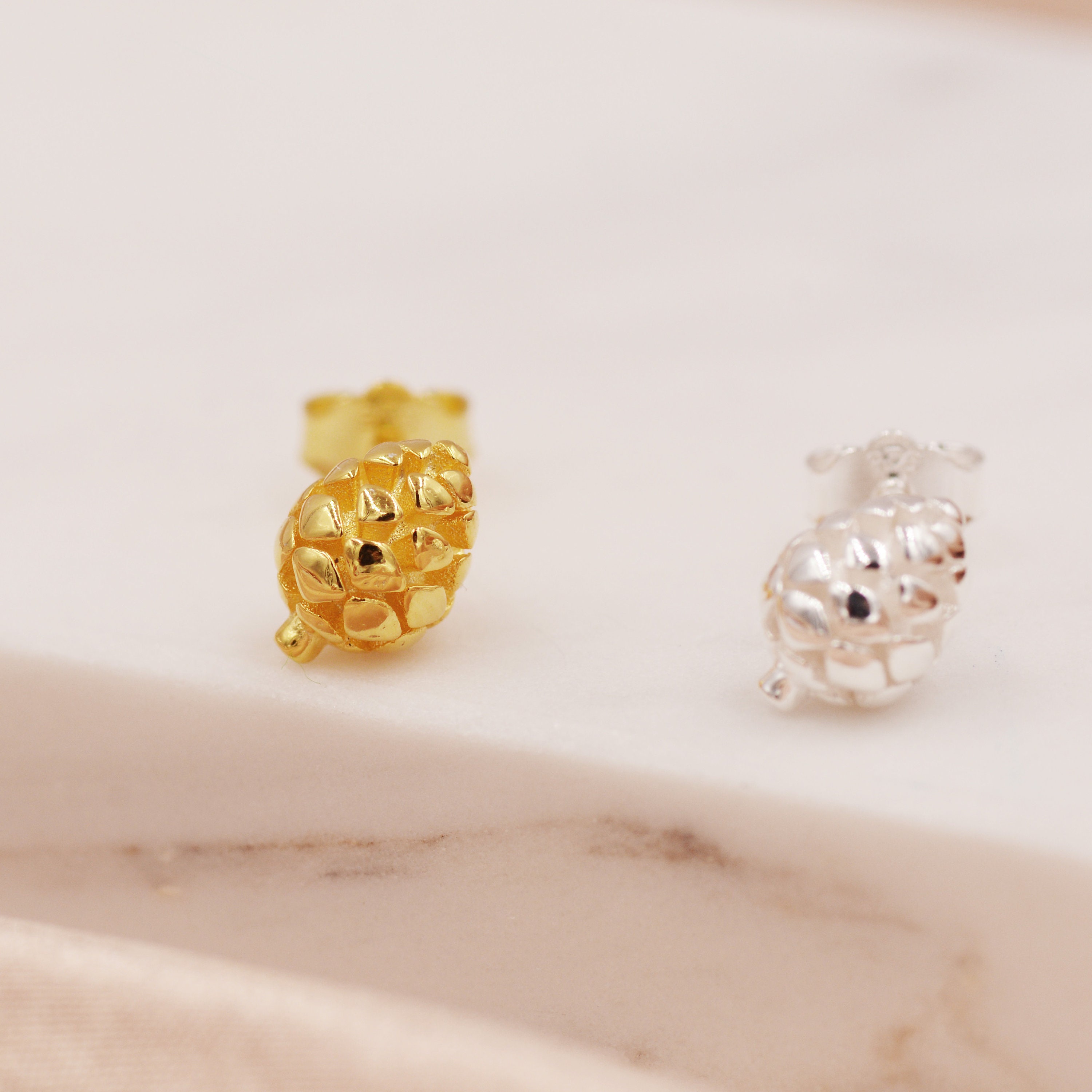 Pine Cone Stud Earrings in Sterling Silver Silver or Gold - Etsy UK