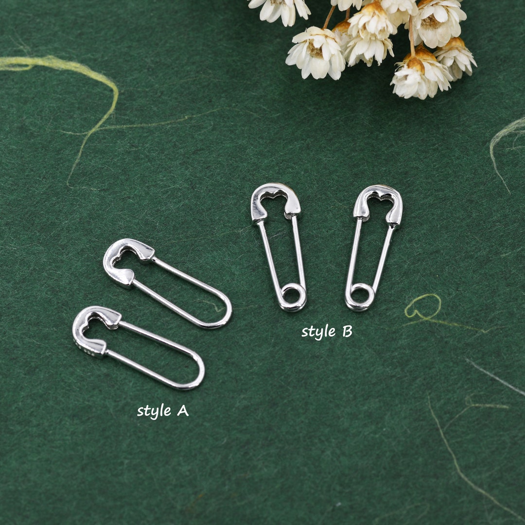 Safety Pin Hoop Earrings in Sterling Silver, Silver, Gold or Black ...