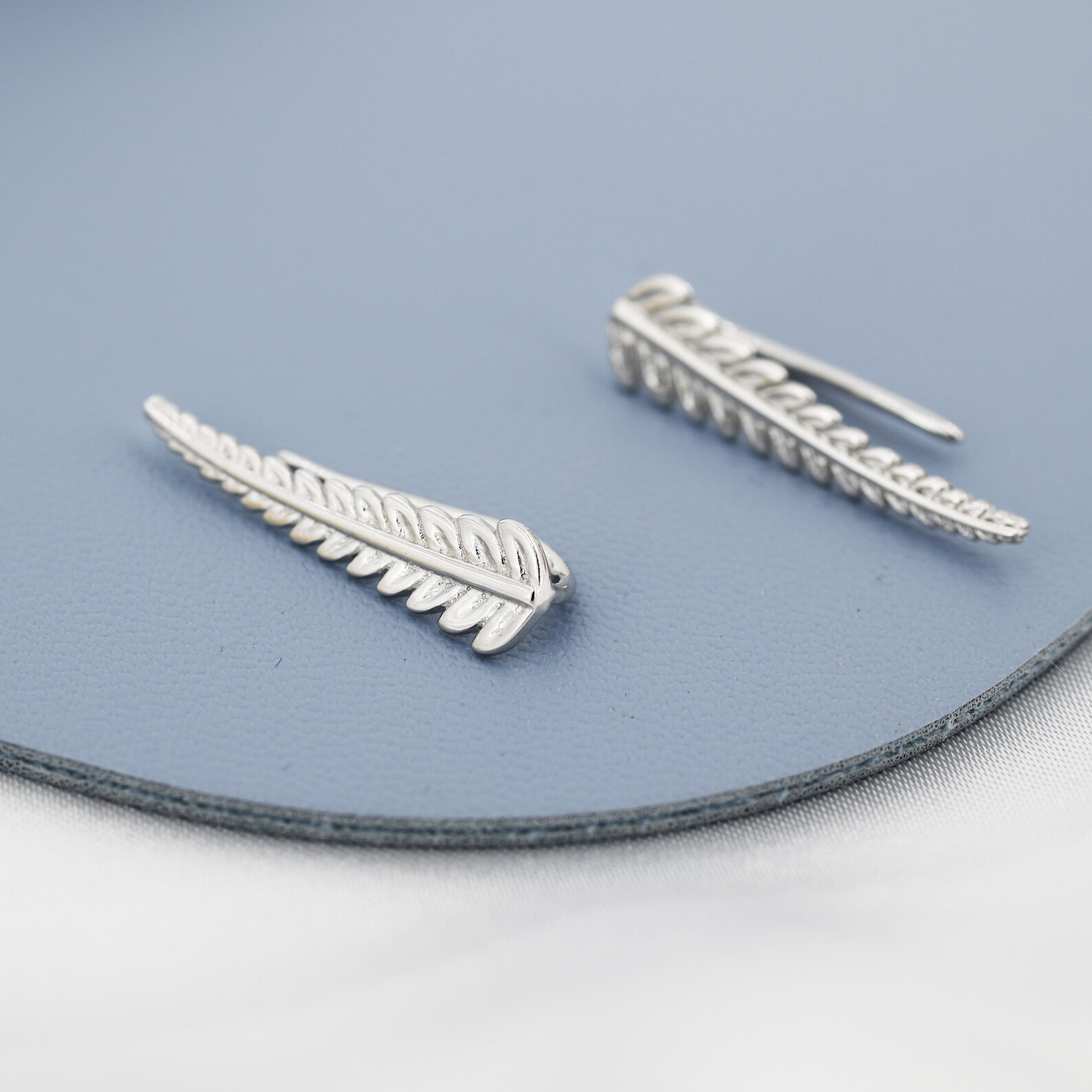 Fern Leaf Ear Crawlers in Sterling Silver Leaf Climber | Etsy