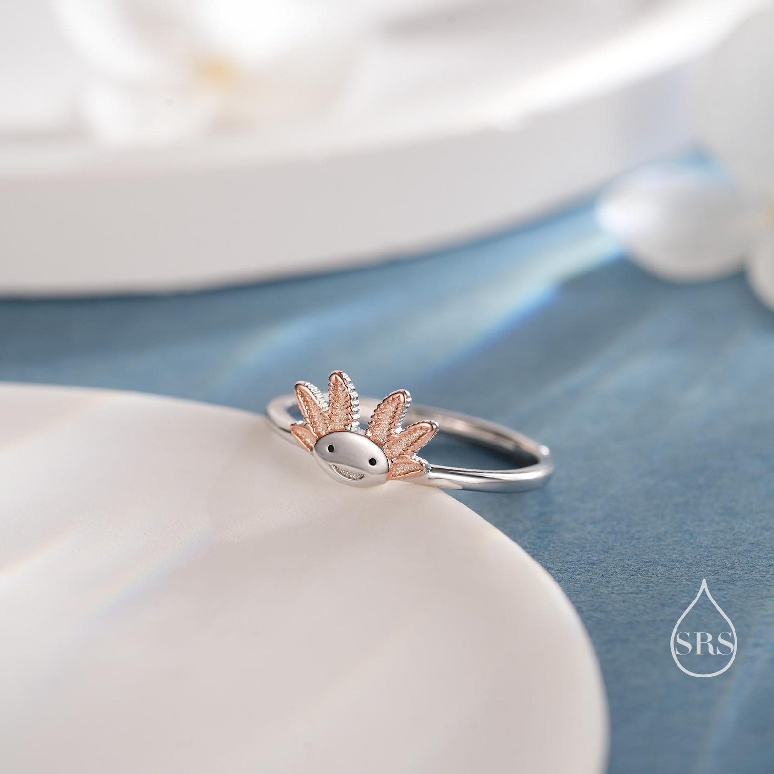Tiny Axolotl Ring in Sterling Silver, Adjustable Size, Cute Axolotl ...