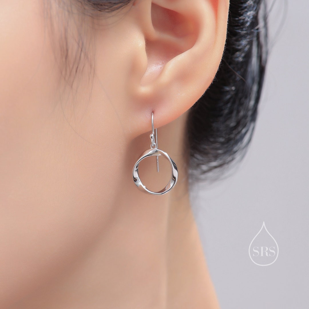 Mobius Hoop Drop Hook Earrings in Sterling Silver, Silver or Gold or ...