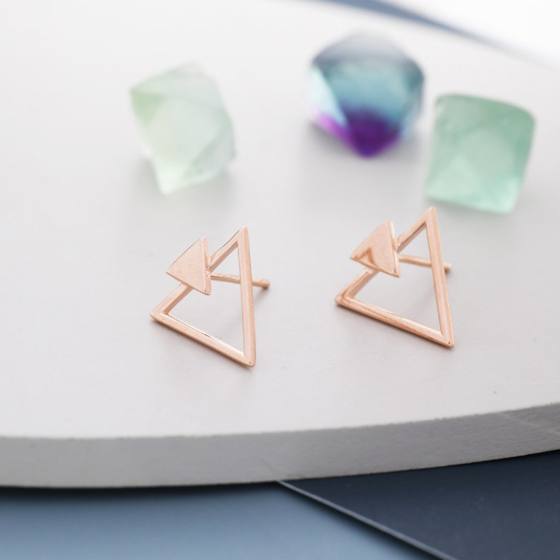 Sterling Silver Double Triangle Arrow Arrowhead Geometric - Etsy