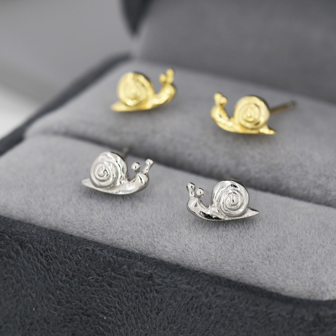 Tiny Snail Stud Earrings in Sterling Silver Silver or Gold - Etsy