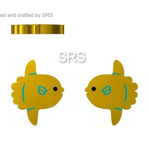Ocean Sunfish Fish Stud Earrings in Sterling Silver, Cute Sun Fish ...