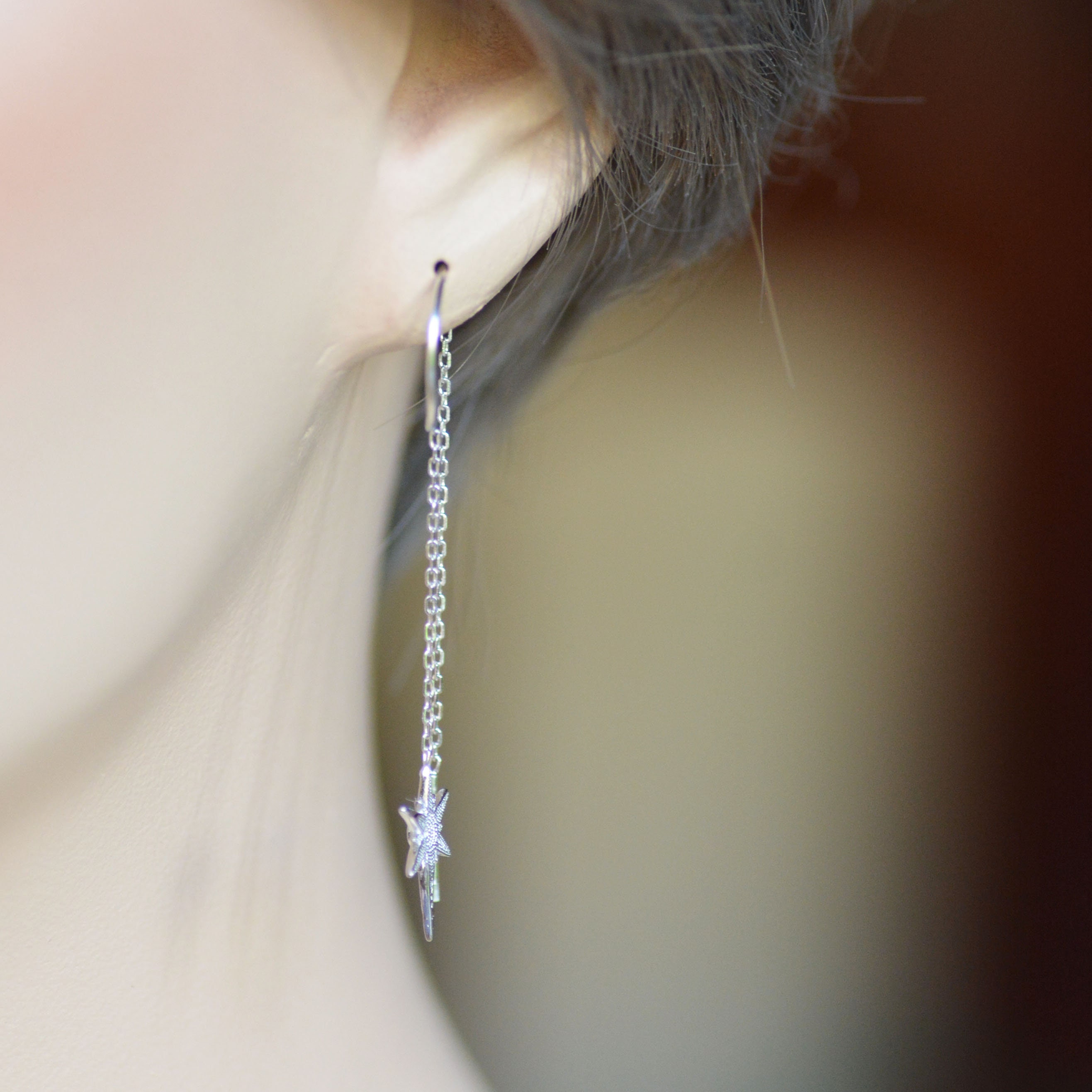 Beautiful Starburst Star Ear Threader Earrings Ear Wire in - Etsy UK