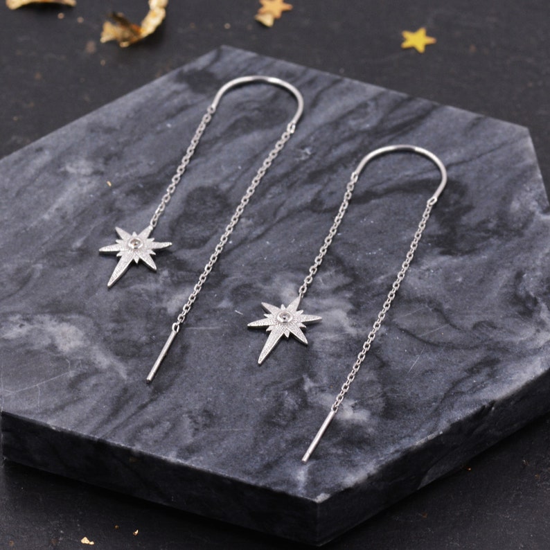Beautiful Starburst Star Ear Threader Earrings Ear Wire in - Etsy UK