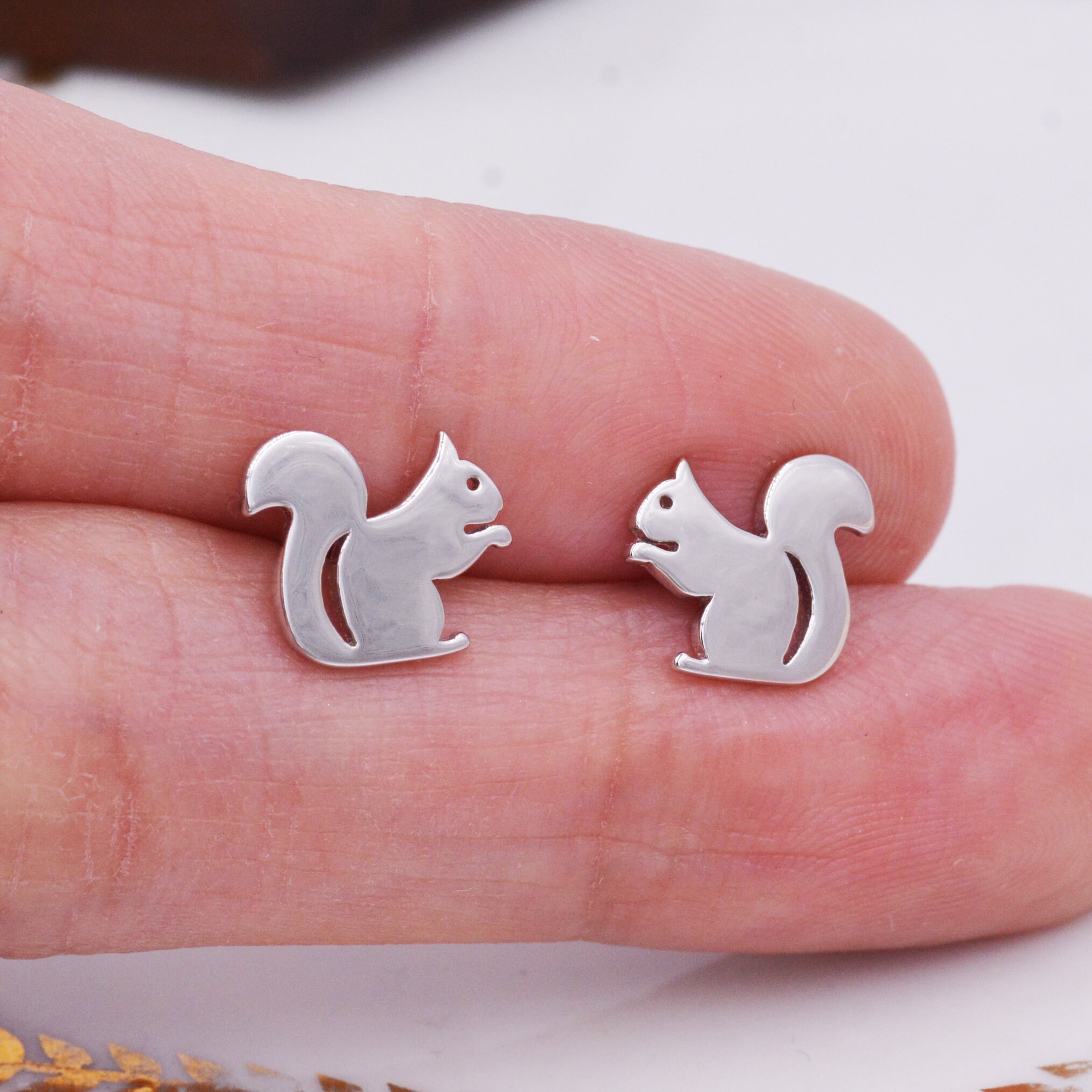 Squirrel Stud Earrings in Sterling Silver Cute Fun Quirky | Etsy