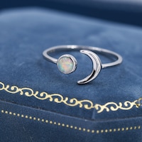 Crescent Moon Ring//sterling Silver//handcrafted//minimalist Jewelry - Etsy
